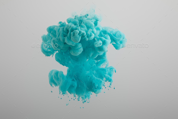 blue ink splash isolated on grey Stock Photo by LightFieldStudios ...