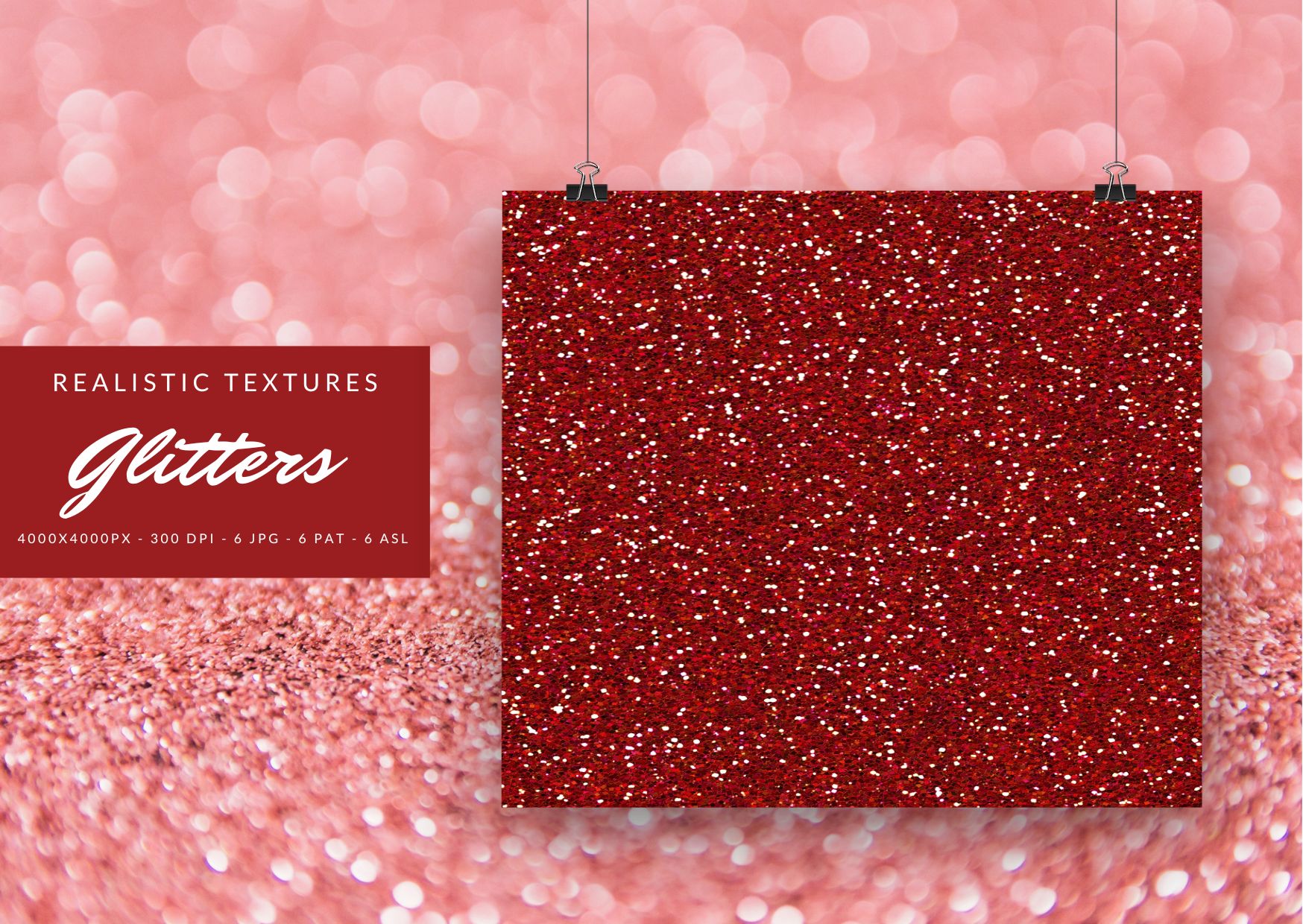 6 Realistic Glitter Textures - Red Shades Pack, Add-ons | GraphicRiver