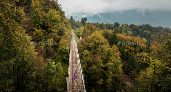Railroad bridge in autumn Stock Photo by dreamypixel | PhotoDune