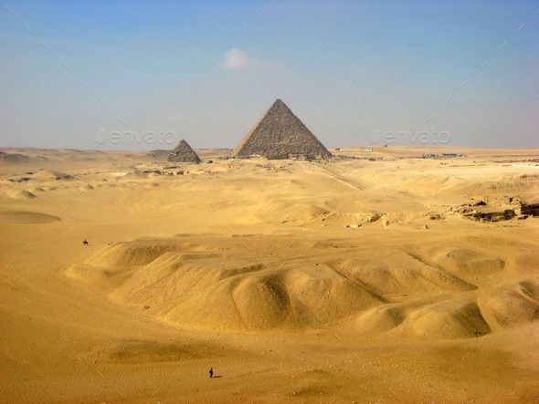 Expansive Desert with Pyramid Stock Photo by robertad14 | PhotoDune