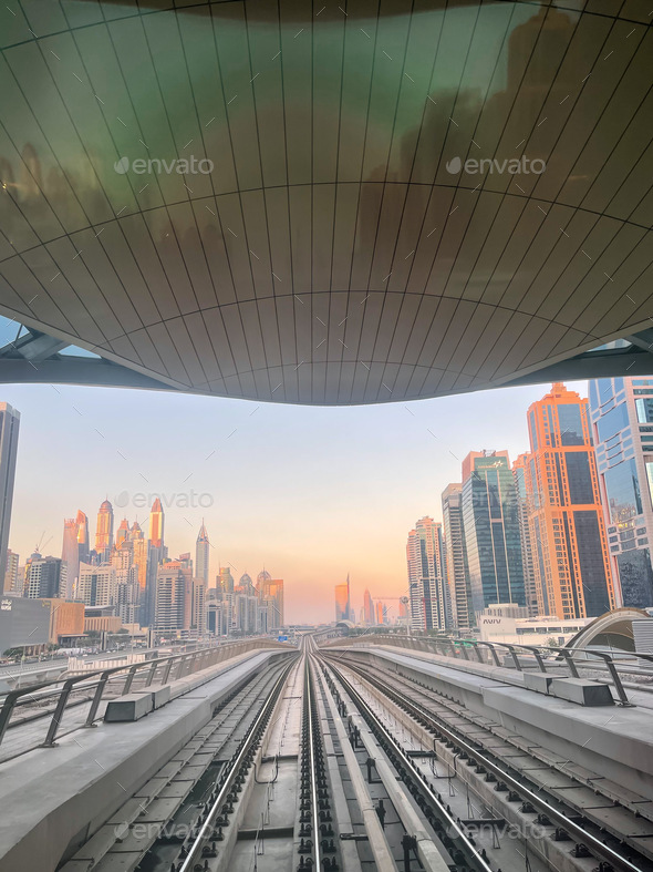 Subway lines in the big city of Dubai Stock Photo by m_alina_kravchuk