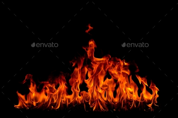 Fire flames with smoke on black background Stock Photo by thichaa ...