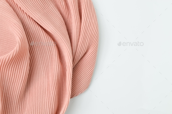 Fabric cloth textured pleated background. Copy space for the text ...