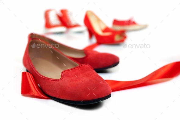 Red shoes women of various models Stock Photo by Graphico_ | PhotoDune