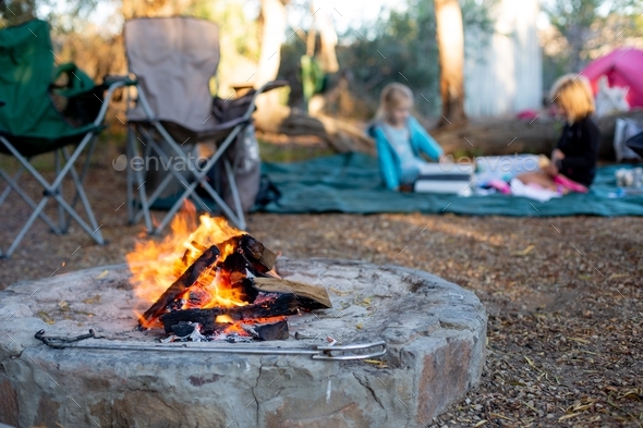 campfire with children playing Stock Photo by StefniCruywagen | PhotoDune
