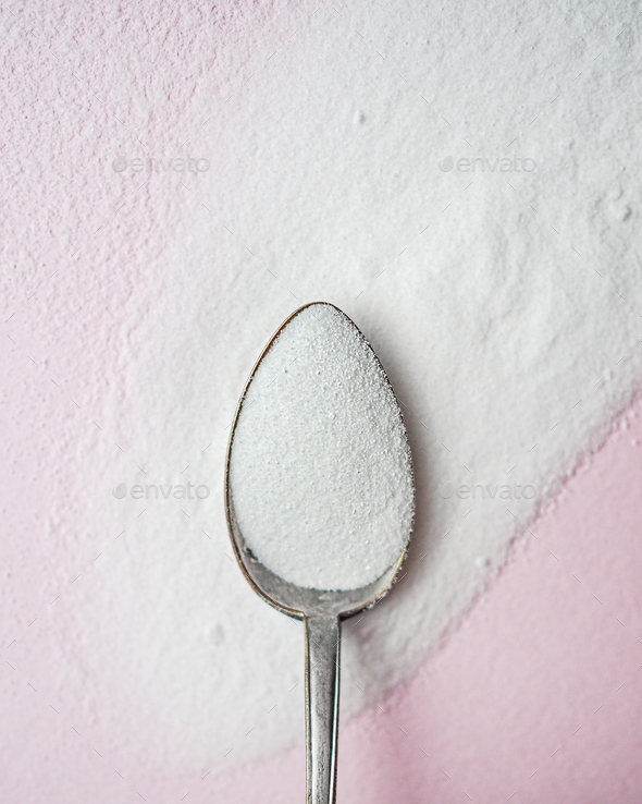 Magnesium salt for bath on the spoon pink background Stock Photo by ...