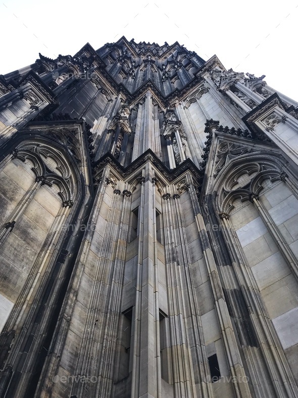 Beautiful symmetrical , gothic architecture . fragment of the cathedral ...