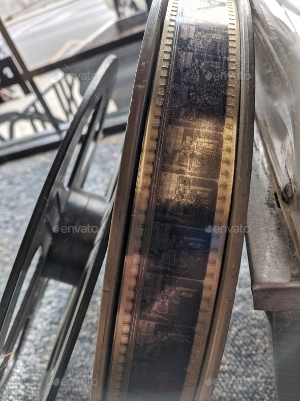 Close up old movie reel serie, vintage cinema film roll, retro still ...