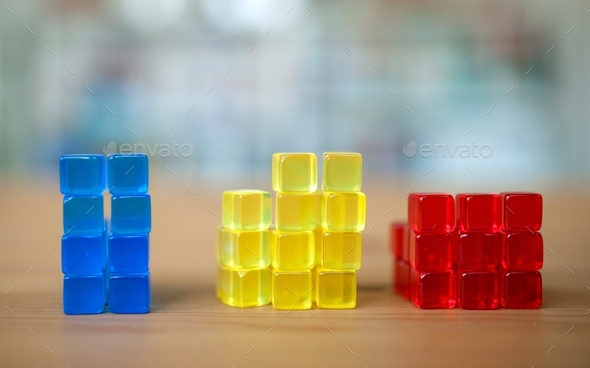 Stacked colorful cubes. Comparison, illustration, building blocks ...