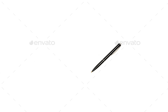Top view of blue pen isolated on white Stock Photo by LightFieldStudios