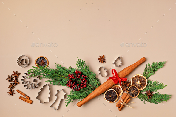 Christmas cookie baking background. Festive cooking idea Stock Photo by ...