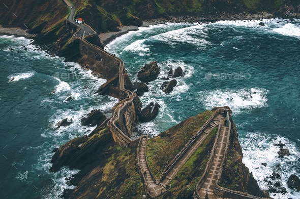 Dragonstone. Top view of stairs and bridge to an island. Wanderlust in ...