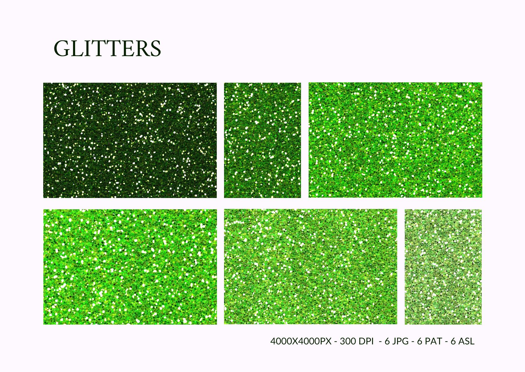 6 Realistic Glitter Textures - Green Shades Pack, Add-ons | GraphicRiver