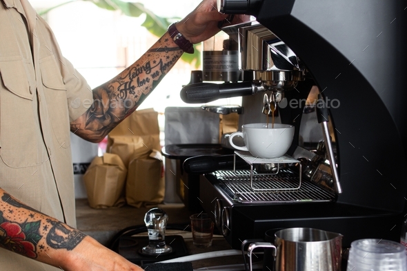 The process of making coffee latte Stock Photo by karanathipk | PhotoDune