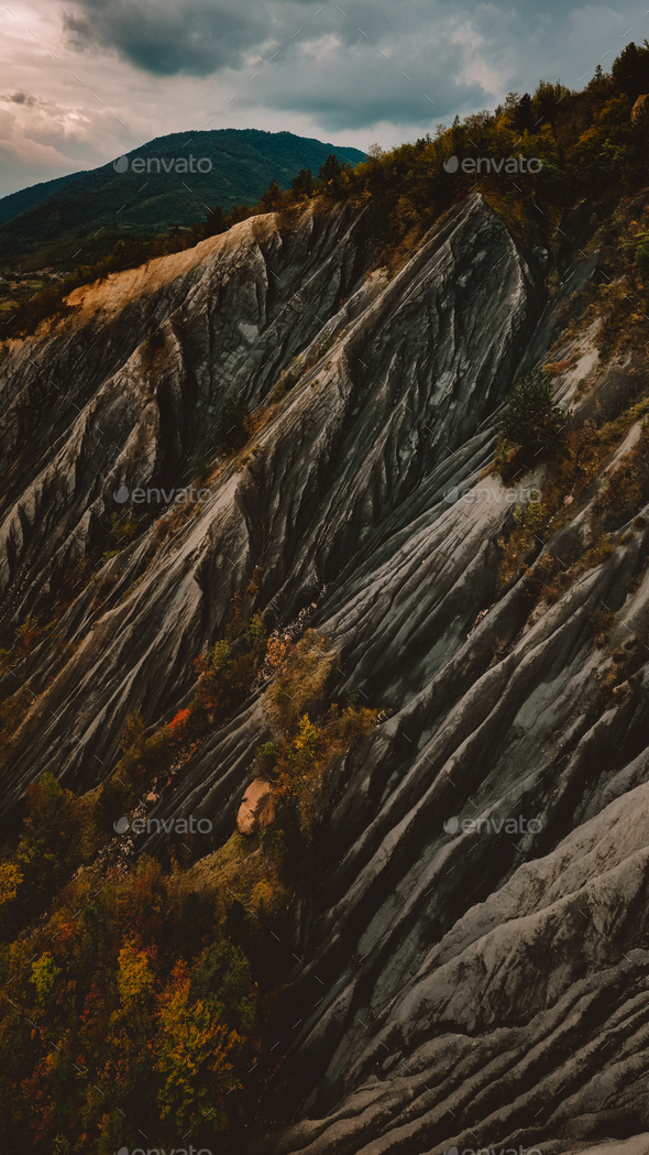 Nature stone patterns and details. Black mountain stone, a little bit ...