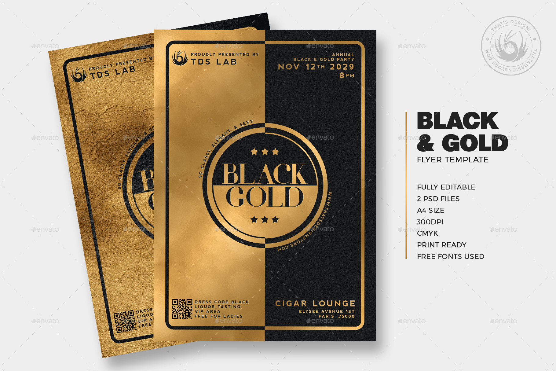 Minimal Black and Gold Flyer Template V4, Print Templates | GraphicRiver