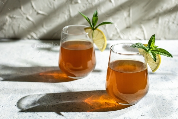 Raw fermented homemade alcoholic or non alcogolic kombucha superfood ...