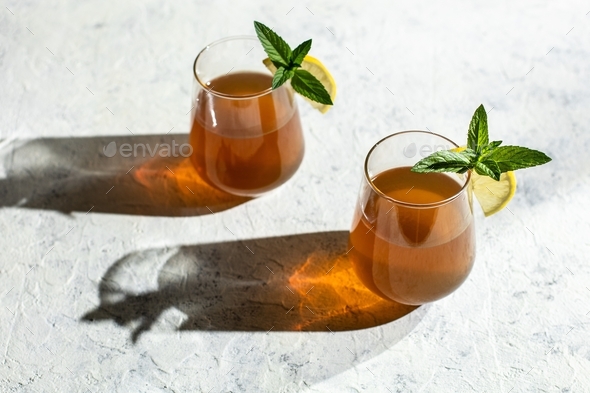 Raw fermented homemade alcoholic or non alcogolic kombucha superfood ...