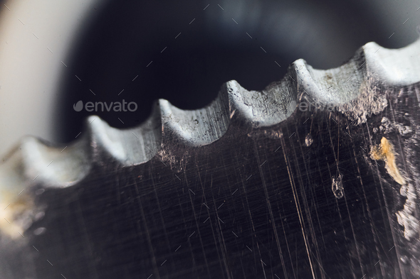 Dirty knife is under the microscope. Close up view Stock Photo by mstandret