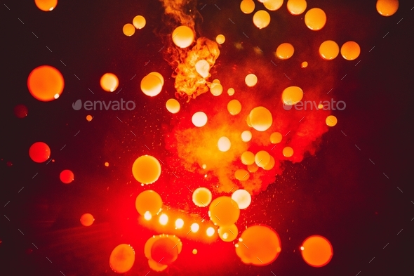 Japan art installation red yellow fire bubbles Stock Photo by carlo_vstek