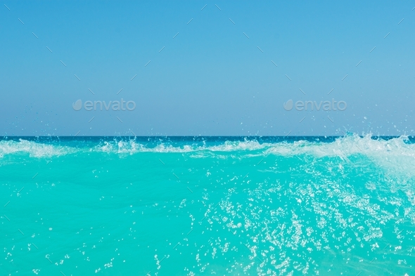 Blue turquoise ocean water beach background space for copy Stock Photo ...