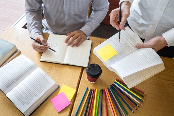 Group of young people learning studying new lesson to knowledge in ...