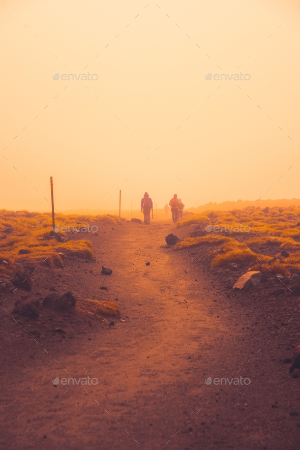 People rugged conditions travel adventure fog hike mountain hiking ...