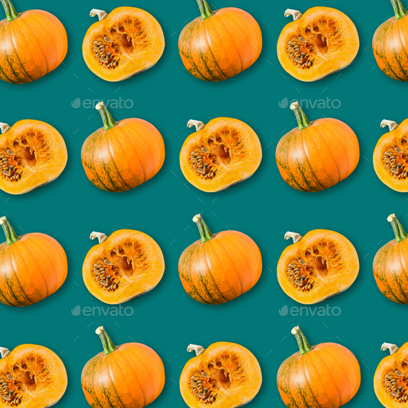 Geometric food background with arrangement of orange pumpkins Stock ...