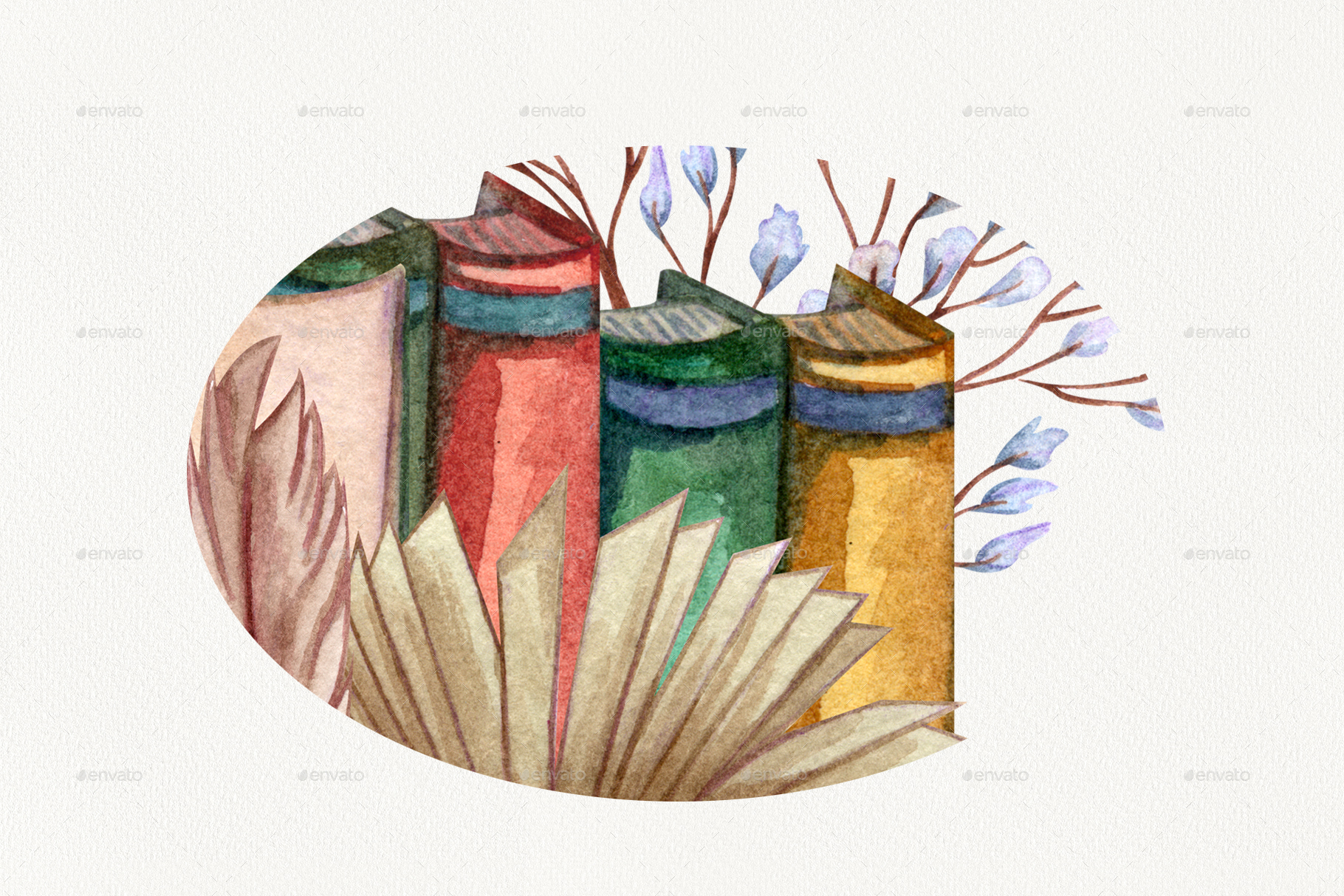Books Watercolor Clipart, Graphics | GraphicRiver