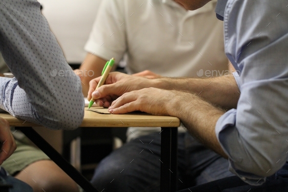 Writing, group of people Stock Photo by olga_koko | PhotoDune