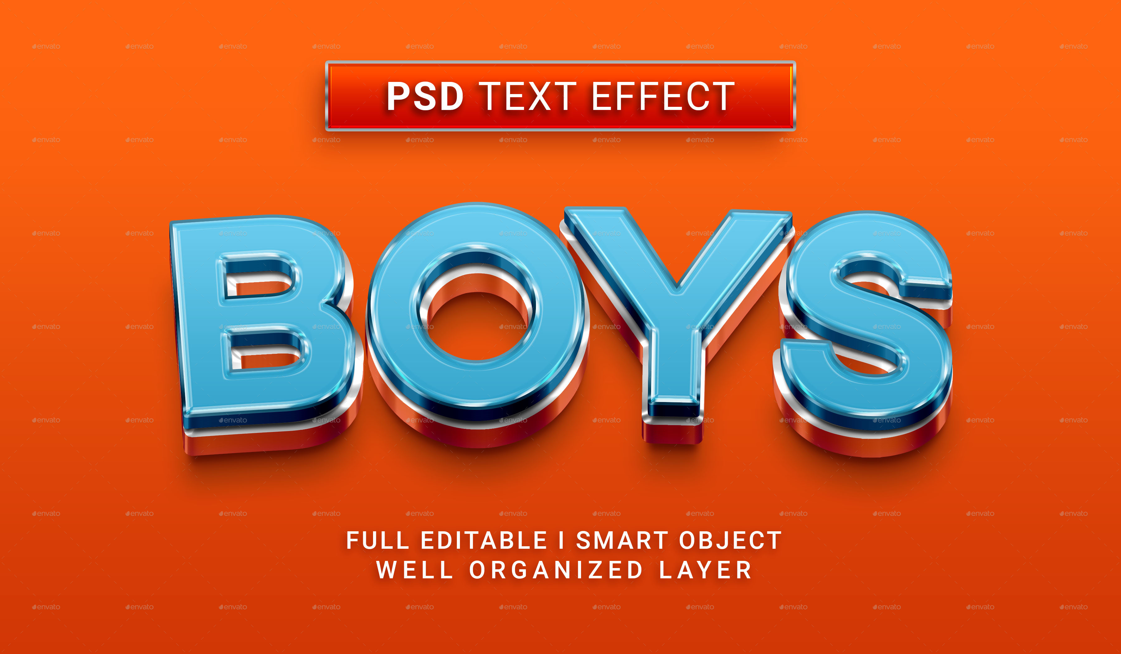3D Text Effect Boys Style for Photoshop, Graphics | GraphicRiver