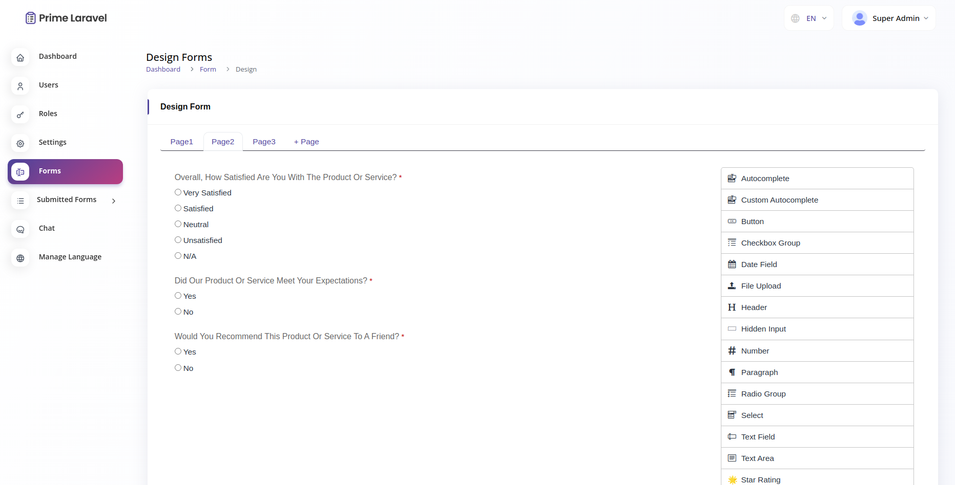 Prime Laravel - Form builder, Users, Role, Permissions & Settings by Quebix-Technology