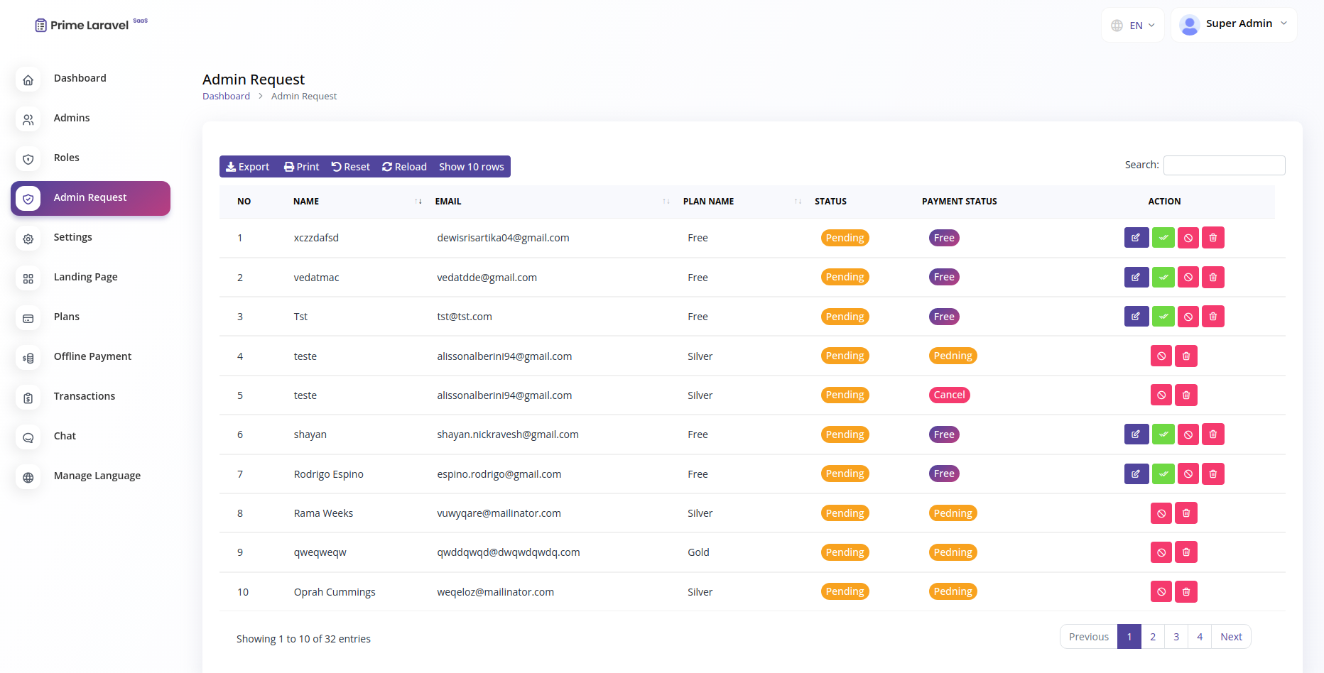 Prime Laravel Saas - Form builder, Users, Role, Permissions & Settings by Quebix-Technology