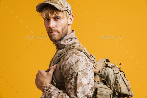 White military man wearing uniform posing and looking at camera Stock ...