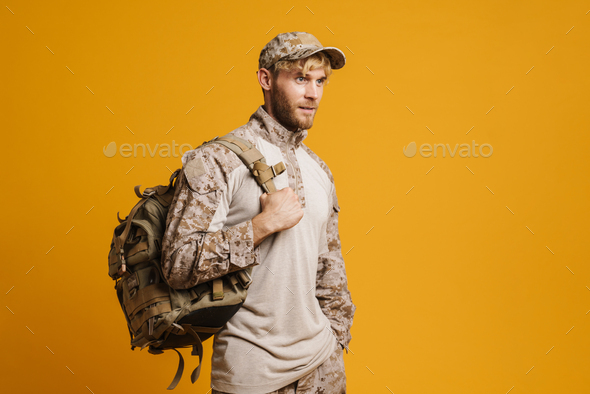 White military man wearing uniform posing and looking aside Stock Photo ...