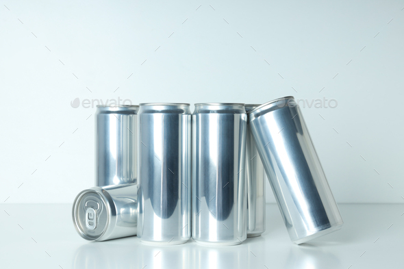 Concept of drink, blank cans with space for label Stock Photo by ...