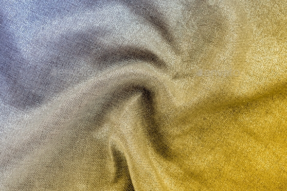Shiny fabric with curl drape. Yellow and gray gradient, texture ...