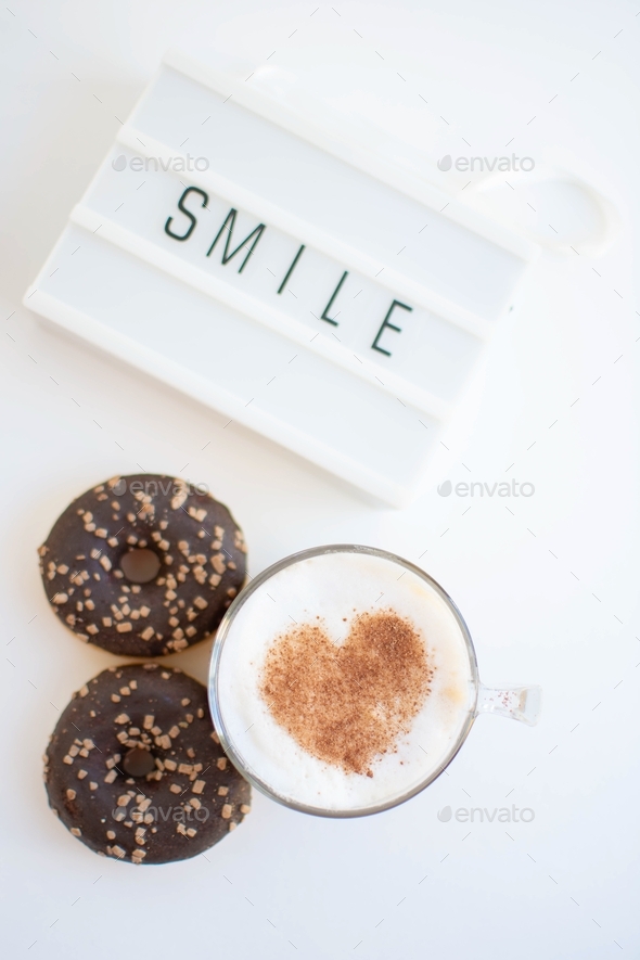 Morning routine, a coffee and donuts Stock Photo by mary_8405 | PhotoDune