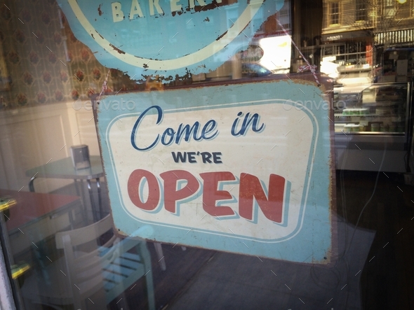 Retro Open Sign for a Small Bakery Stock Photo by naokawa | PhotoDune