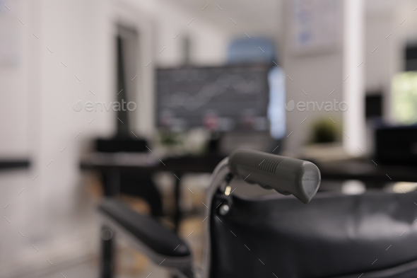 Close up view of a wheelchair in disabled friendly office Stock Photo ...