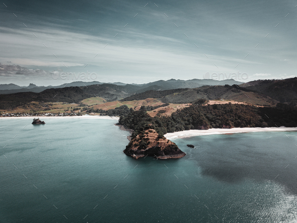view of the inland mountains at new chums beach Stock Photo by ...