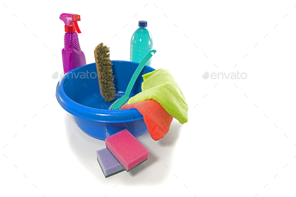 washing up dish with cleaning tools Stock Photo by Chris_Willemsen