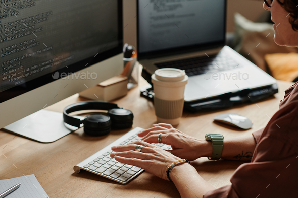 hands of young programmer touching keys of computer keypad Stock Photo ...