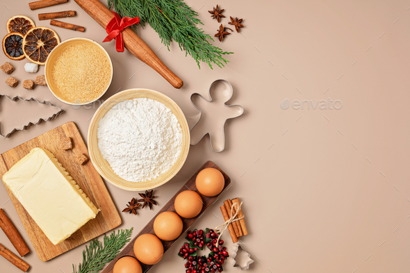 Christmas cookie baking background. Festive cooking idea Stock Photo by ...