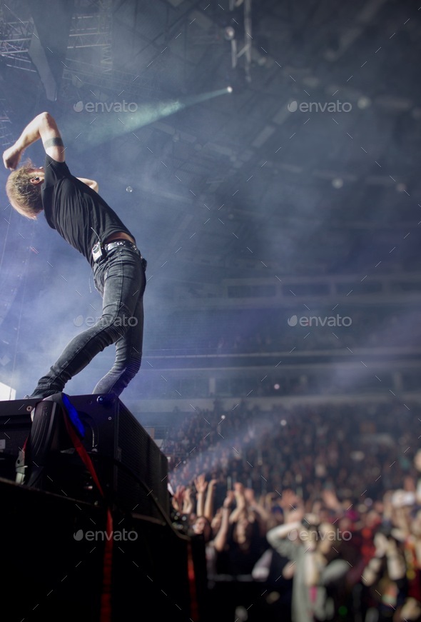 Singer, stage, performance, crowd, people, power, fans, beautiful light ...