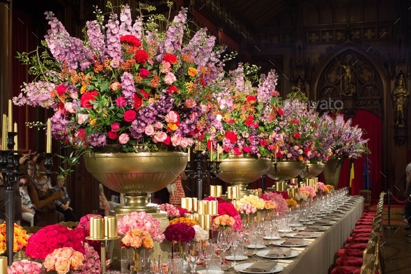Table, flowers, royal, castle, dinner, restaurant, famous, celebration ...