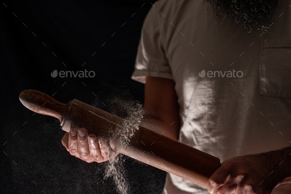 Hand man whit rolling pin and flour Stock Photo by corsopaola1 | PhotoDune