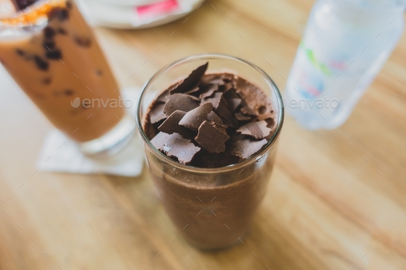 ice chocolate drinks with topping of chocolate slices Stock Photo by ...