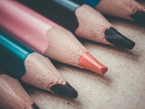 Neat colored pencils, in muted colors Stock Photo by nikitavas | PhotoDune