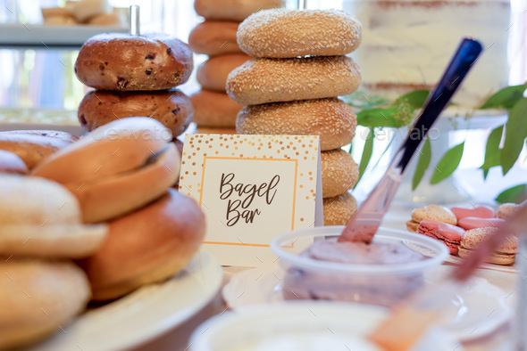 Bagel bar brunch buffet Stock Photo by krisprahl | PhotoDune